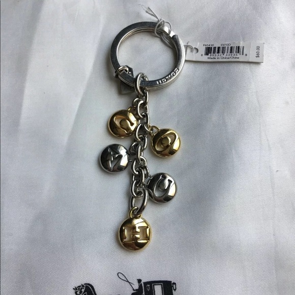 Coach | Accessories | Coach Signature Goldsilver Letters Keychain ...